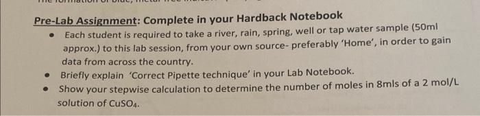 Solved Pre-Lab Assignment: Complete in your Hardback | Chegg.com
