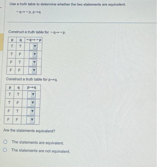 Solved Construct A Truth Table For Q→ P Р 9 9 P T T T F 3020