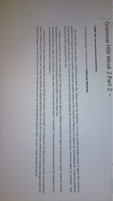 Solved In the following passage, correct any errors in verbs | Chegg.com