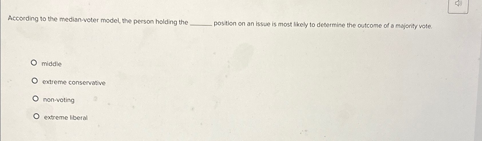 Solved According to the median-voter model, the person | Chegg.com