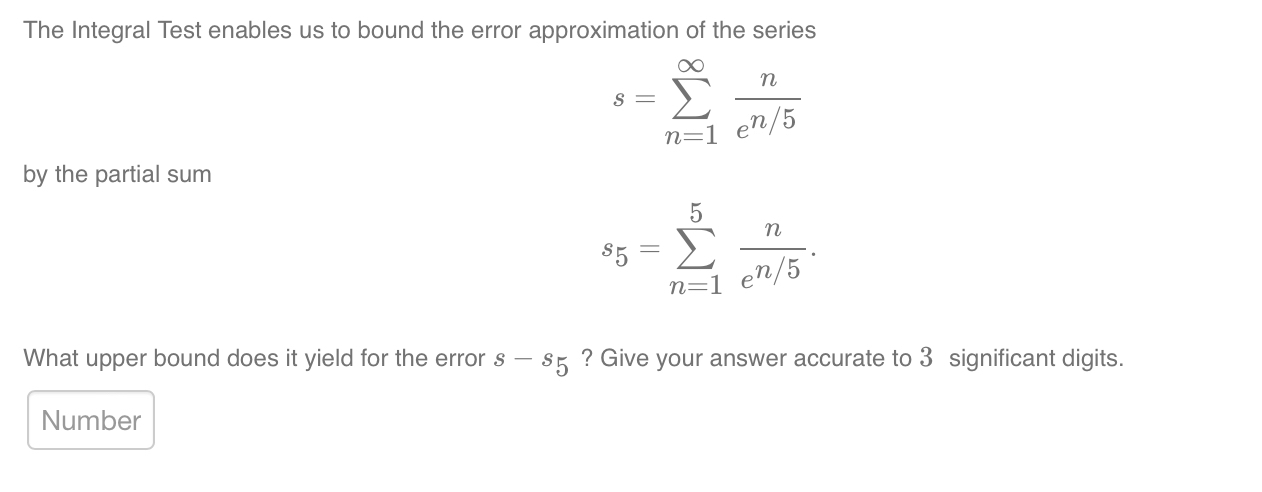 Solved The Integral Test enables us to bound the error | Chegg.com