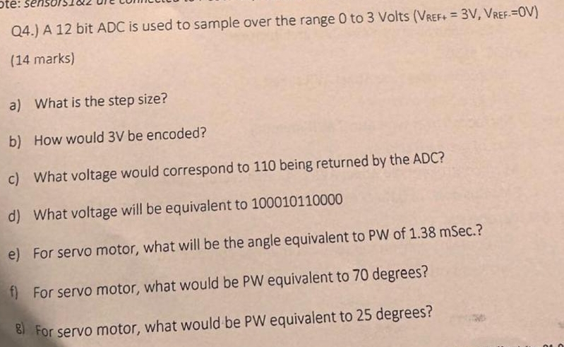 Solved Q4.) ﻿A 12 ﻿bit ADC is used to sample over the range | Chegg.com