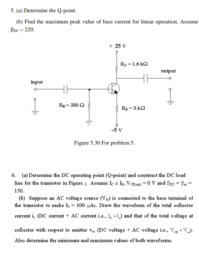 Solved 5.6 Homework 8 1. Determine the Q-point and construct | Chegg.com