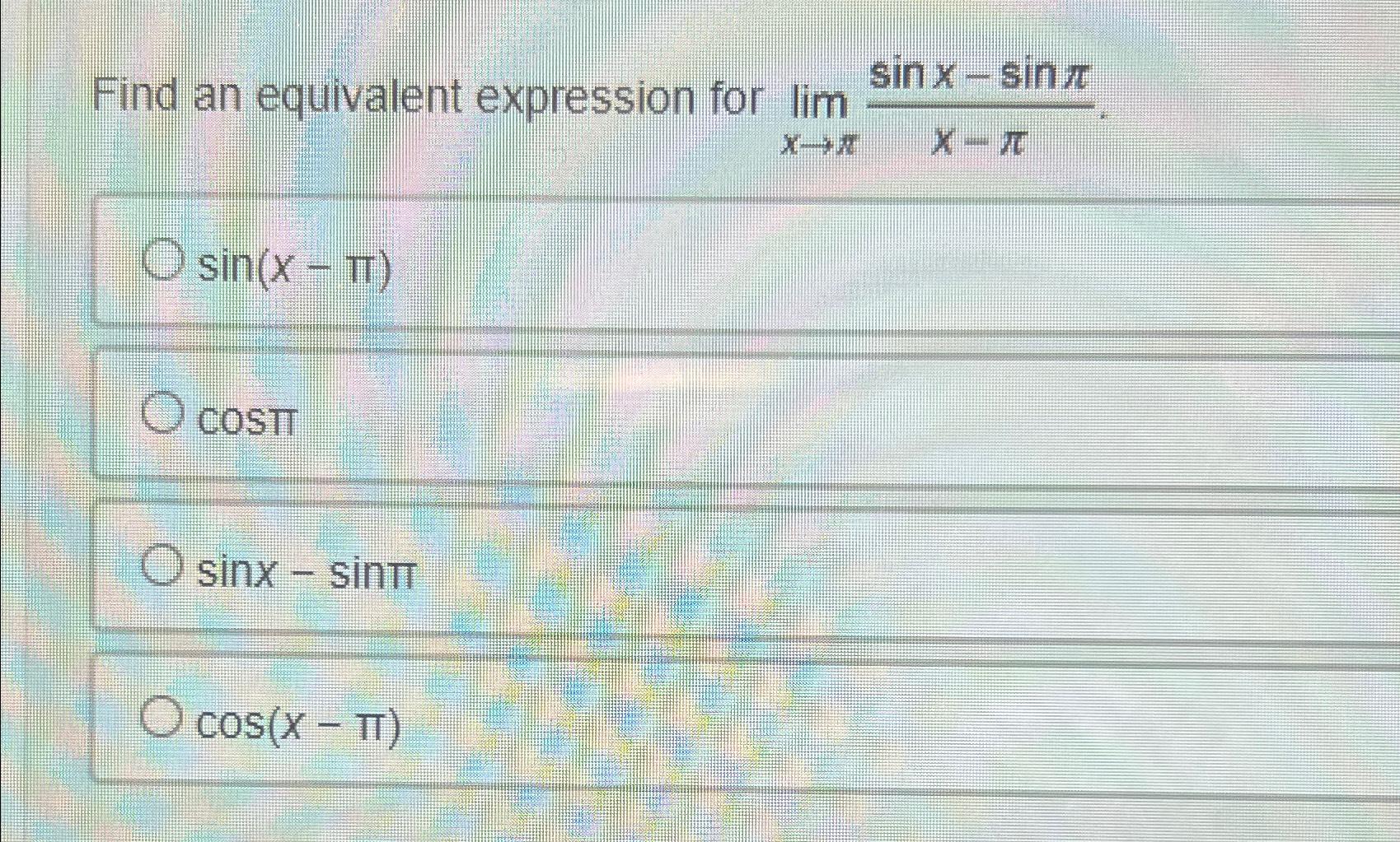 Solved Find an equivalent expression for | Chegg.com