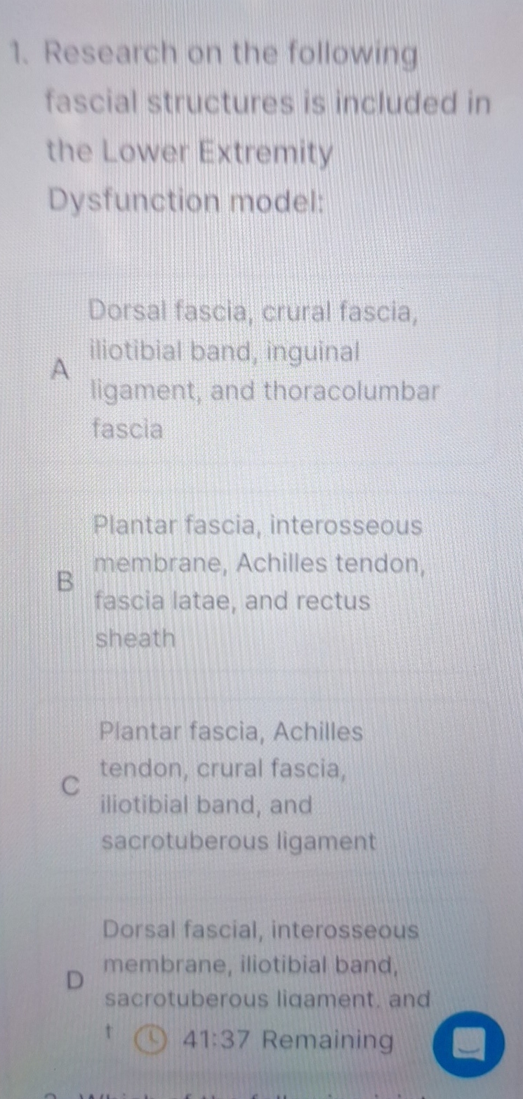 Solved Research on the following fascial structures is | Chegg.com
