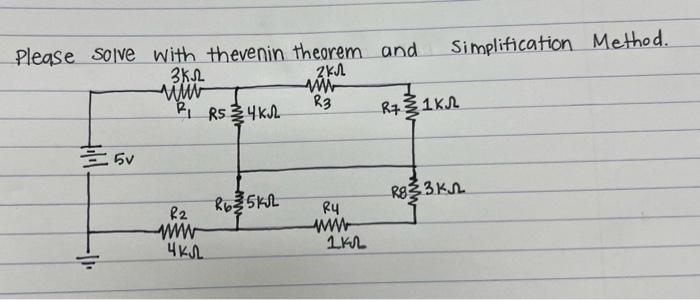 Please solve with Thevenin theorem and simplification | Chegg.com