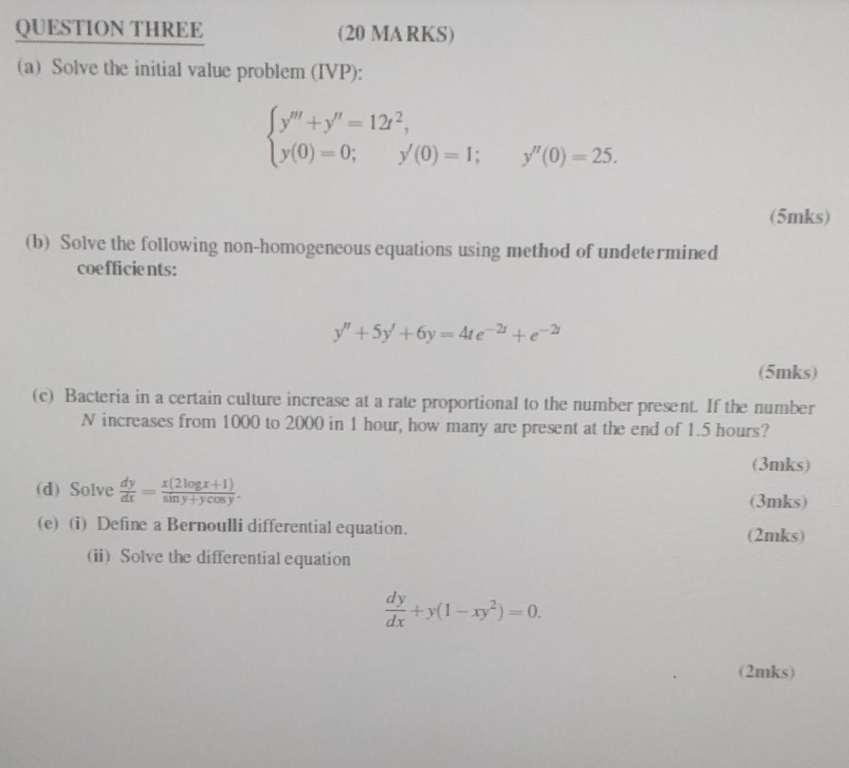Solved (a) Solve the initial value problem (IVP): | Chegg.com