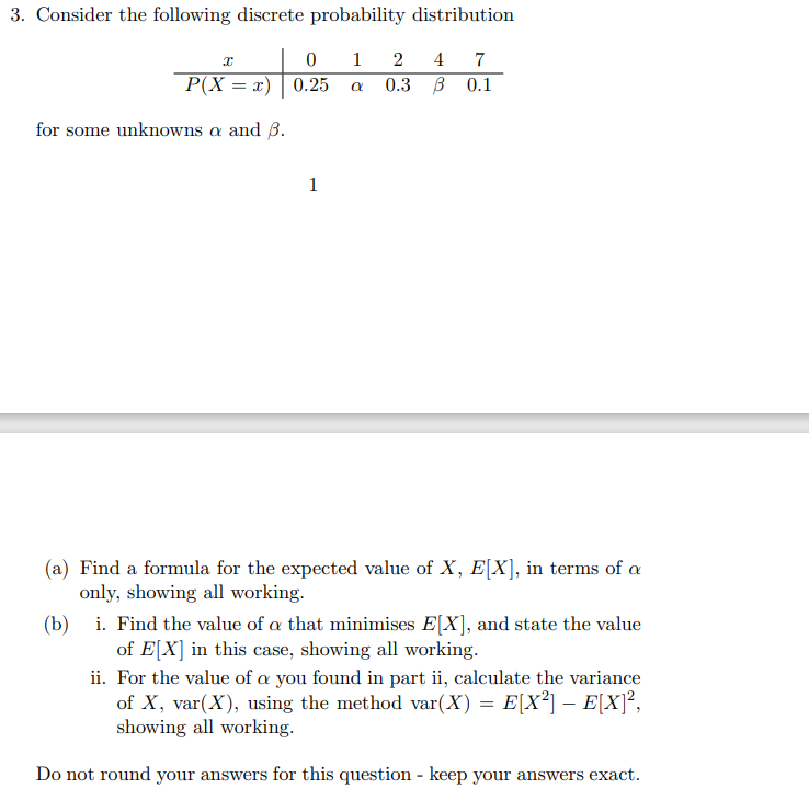 Solved Consider the following discrete probability | Chegg.com