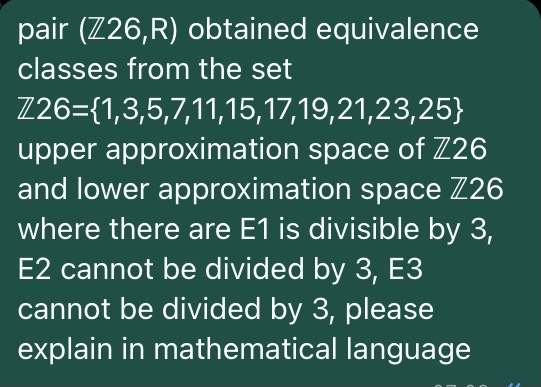 Solved pair (Z26,R) ﻿obtained equivalence classes from the | Chegg.com
