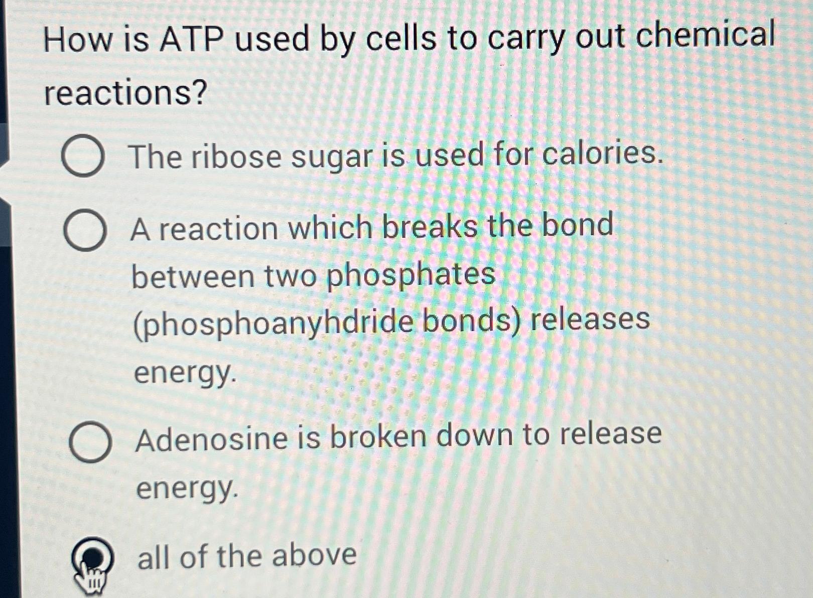 Solved How is ATP used by cells to carry out chemical | Chegg.com