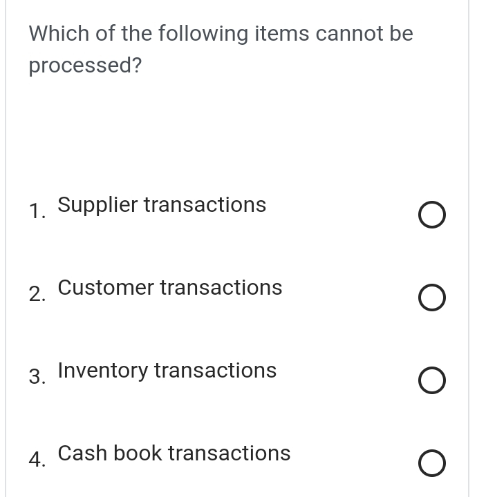 Solved Which of the following items cannot be | Chegg.com