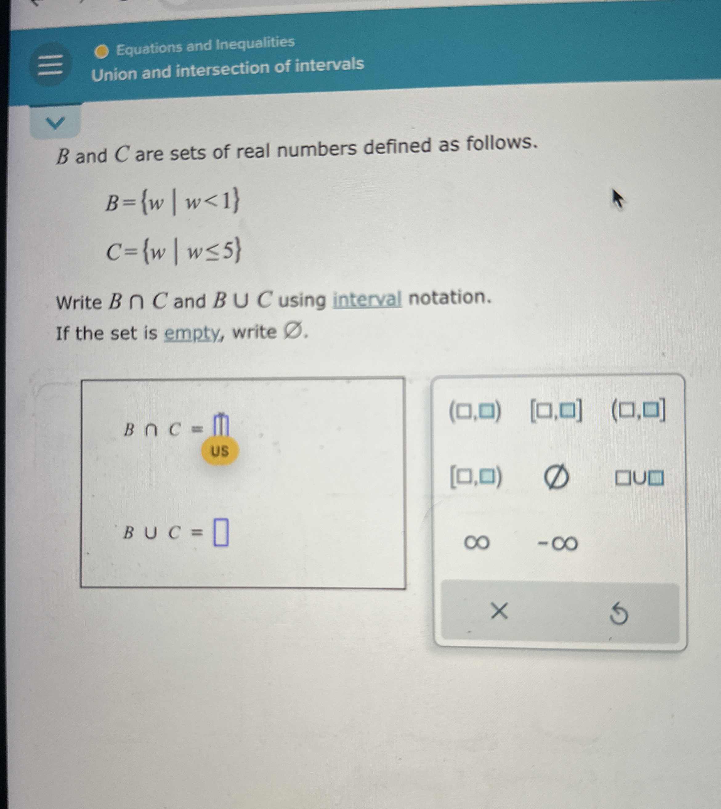 Solved Equations and inequalitiesUnion and intersection of | Chegg.com
