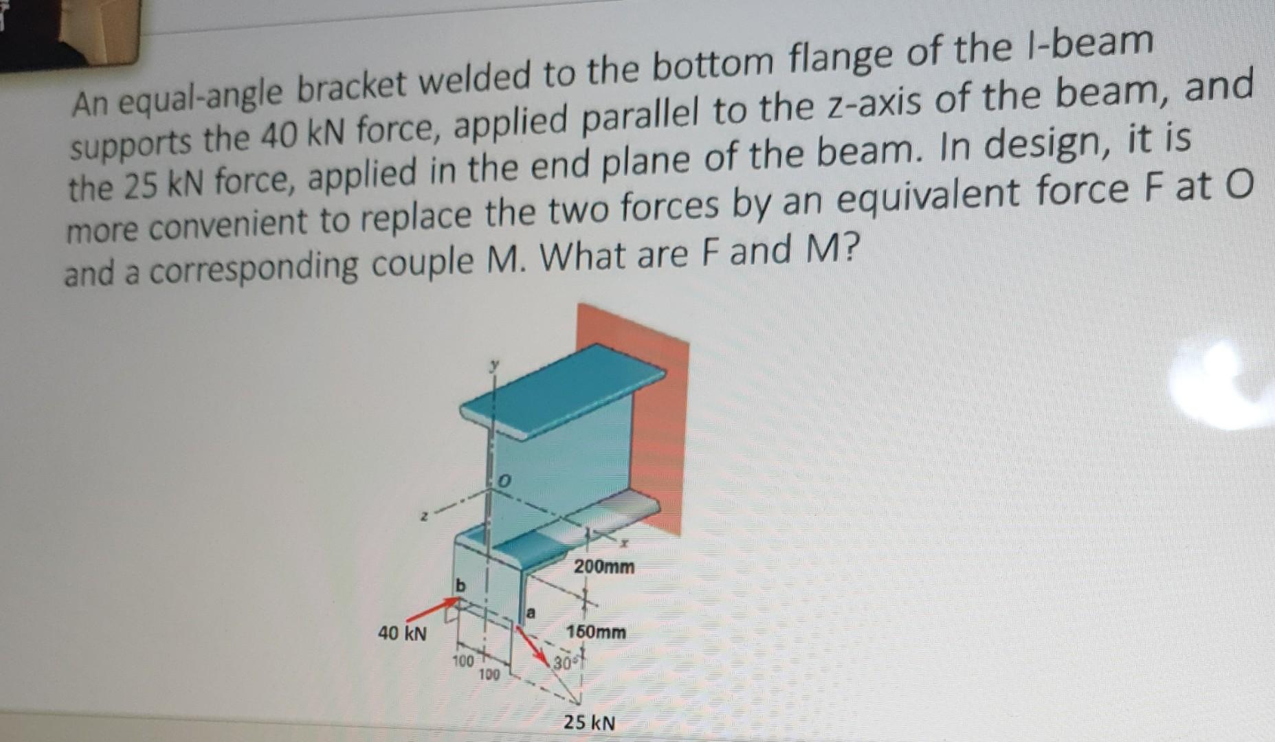 Solved An equal-angle bracket welded to the bottom flange of | Chegg.com