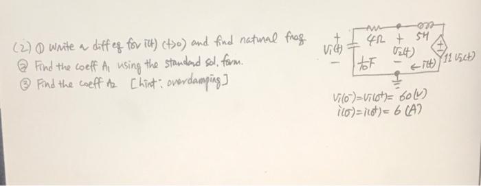 Solved (2) (1) Write a diffeg for i(t) (t>0) and find | Chegg.com