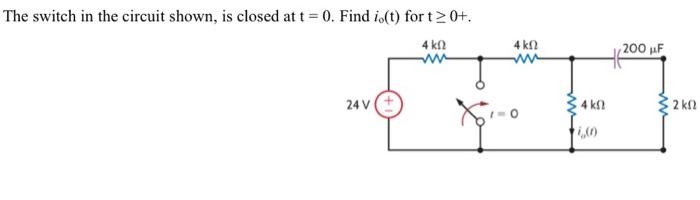 Solved The switch in the circuit shown, is closed at t=0. | Chegg.com