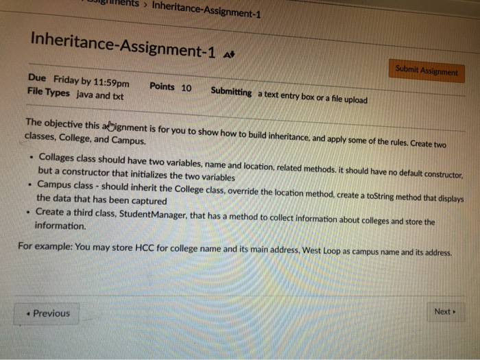 Solved Its Inheritance Assignment 1 