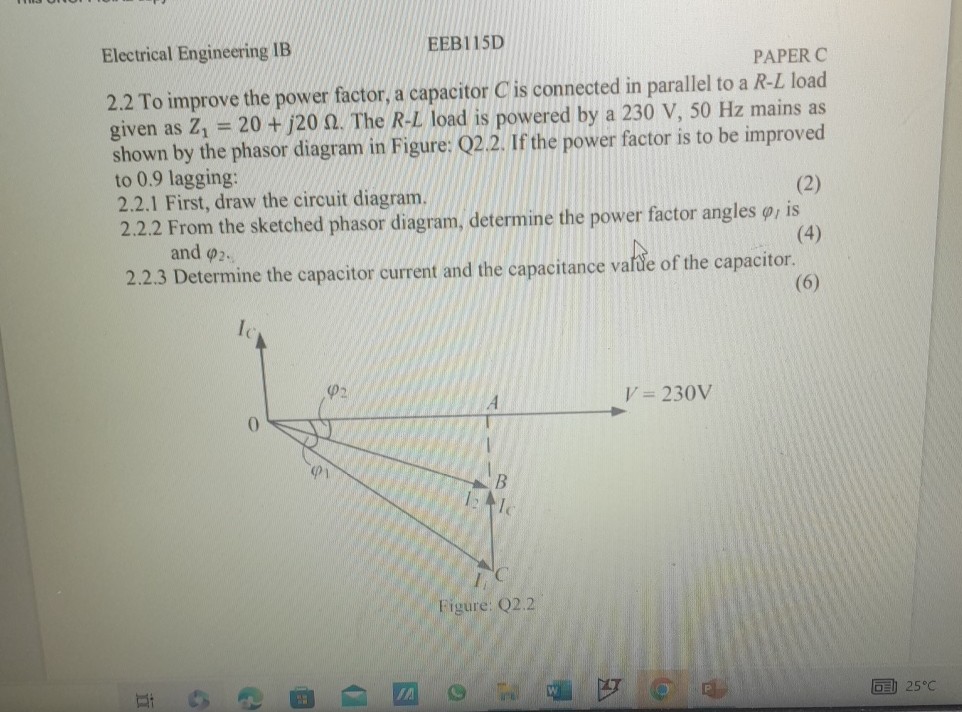 Solved Electrical Engineering IBEEB115DPAPER C2.2 ﻿To | Chegg.com