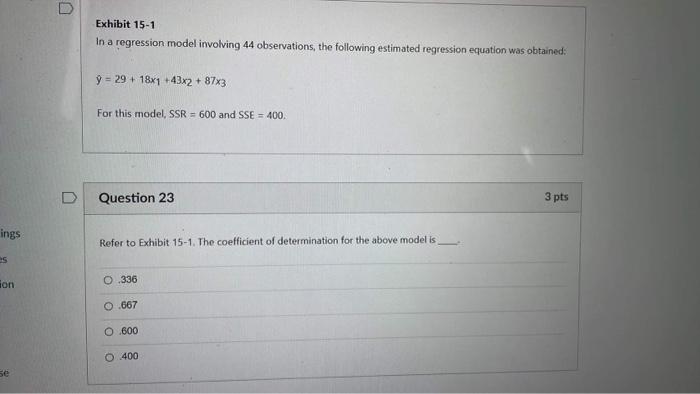 Solved Exhibit 15-1 In a regression model involving 44 | Chegg.com Solved Exhibit 15-1 In a regression model involving 44 | Chegg.com