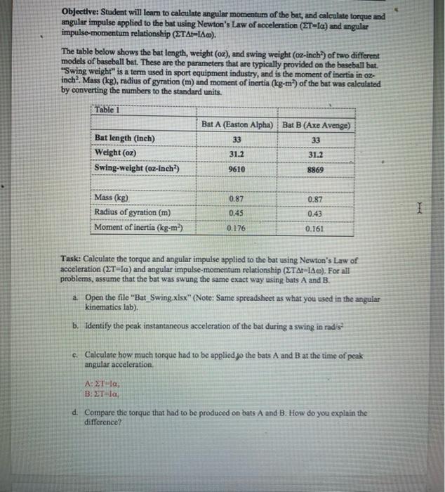 Objective: Student will learn to calculate angular | Chegg.com