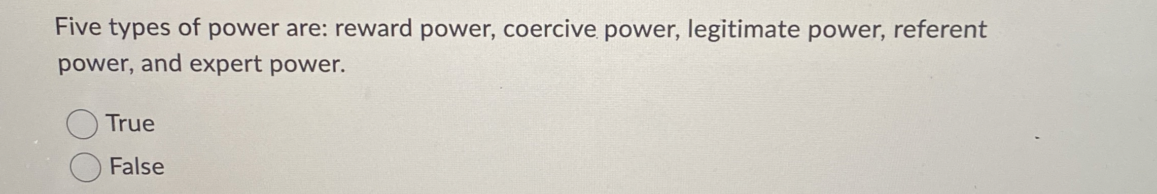 Solved Five types of power are: reward power, coercive | Chegg.com