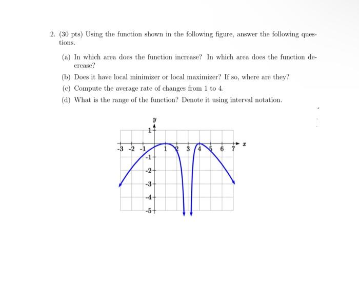 Solved 2. (30 pts) Using the function shown in the following | Chegg.com