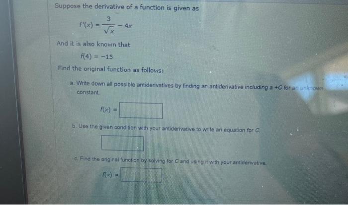 Solved Suppose the derivative of a function is given as | Chegg.com
