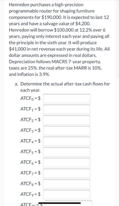 Solved Henredon purchases a high-precision programmable | Chegg.com