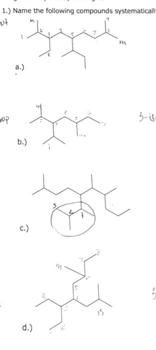 Solved 1.) Name the following compounds systematicall b.) 3 | Chegg.com