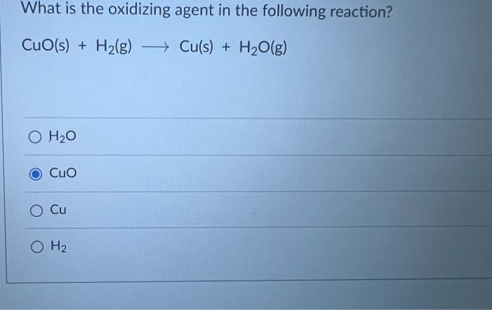 Solved What Is The Oxidizing Agent In The Following
