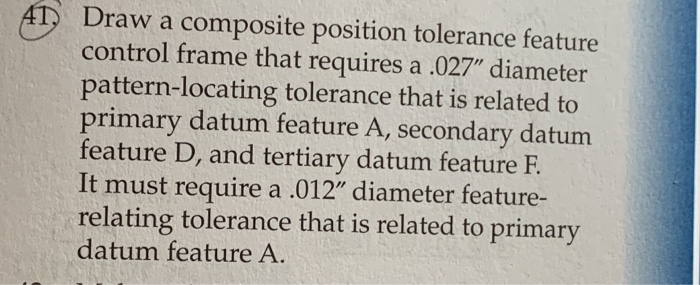 Solved 41, Draw a composite position tolerance feature | Chegg.com