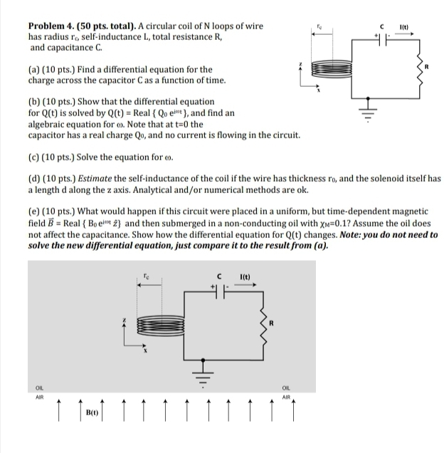 Solved Problem 4. (50 ﻿pts. ﻿total). ﻿A circular coil of N | Chegg.com