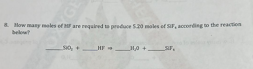 Solved How many moles of HF ﻿are required to produce 5.20 | Chegg.com