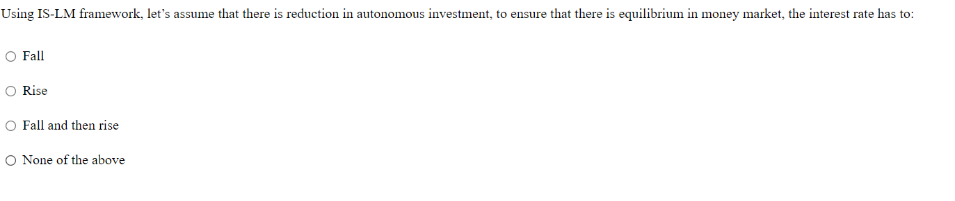 Solved Using IS-LM framework, let's assume that there is | Chegg.com