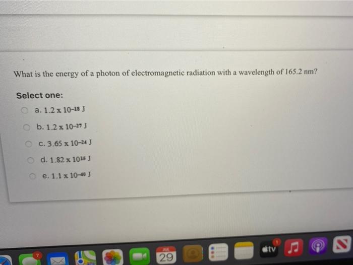 Solved What is the energy of a photon of electromagnetic | Chegg.com
