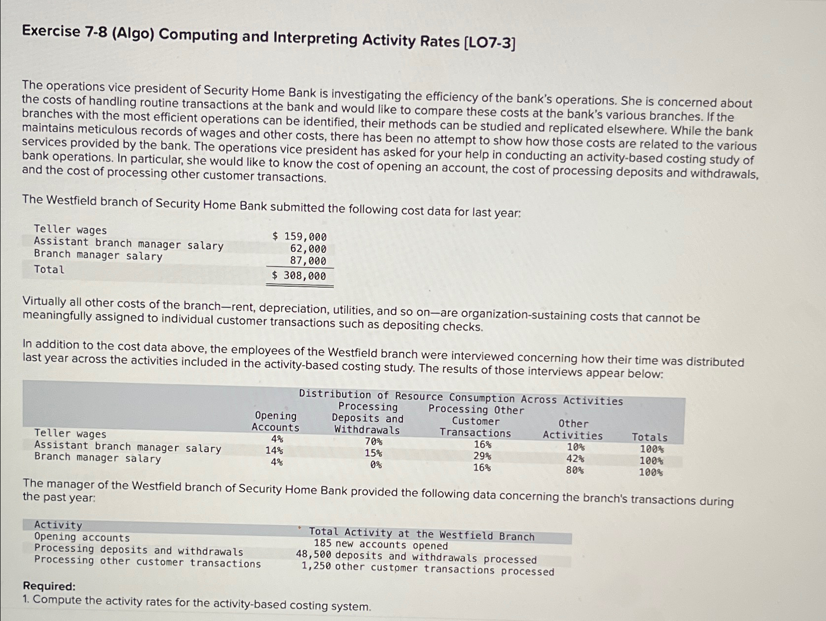 Solved Exercise 7-8 (Algo) ﻿Computing and Interpreting | Chegg.com