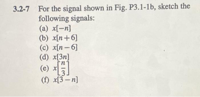 Solved 3.2-7 For the signal shown in Fig. P3.1-1b, sketch | Chegg.com