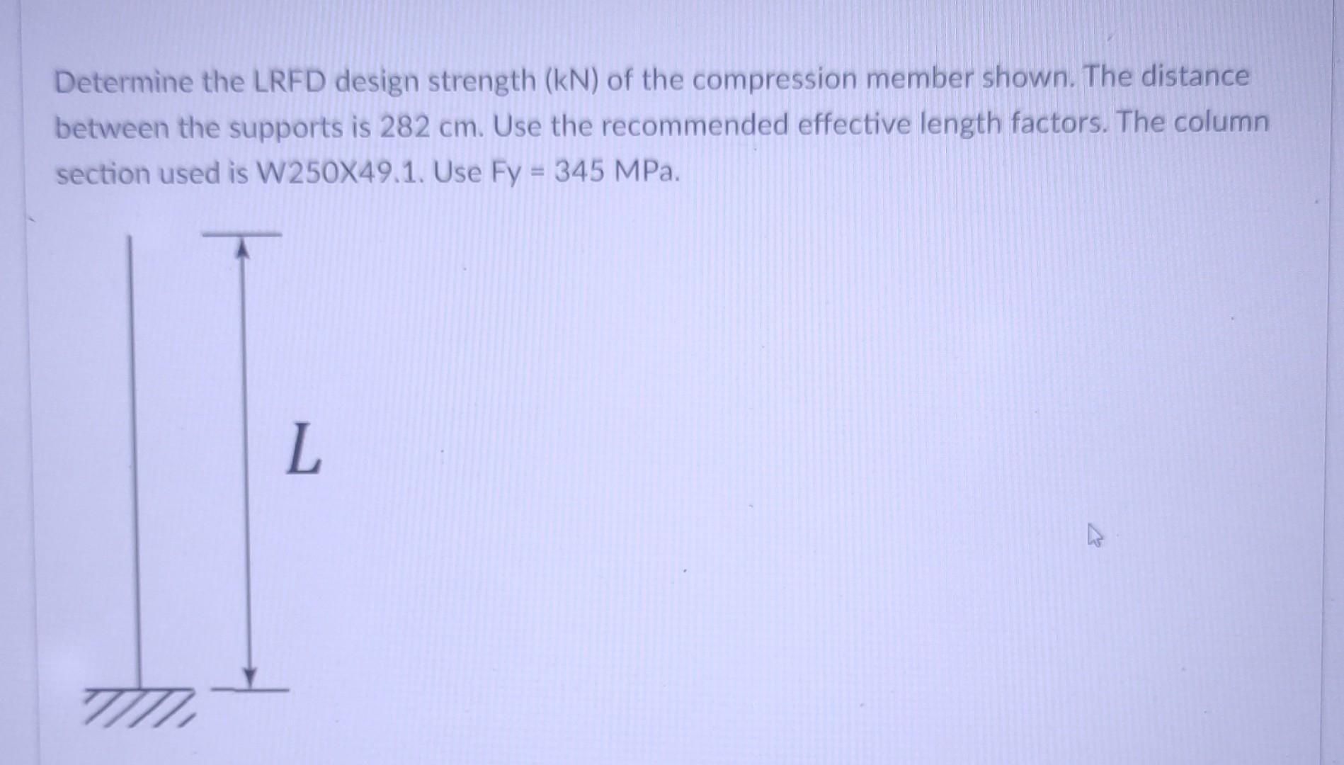 Solved Determine the LRFD design strength (kN) of the | Chegg.com