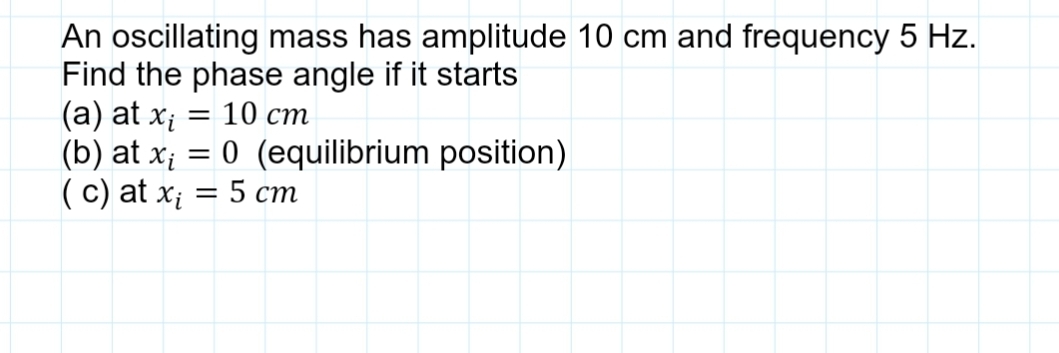 Solved An oscillating mass has amplitude 10 ﻿cm and | Chegg.com