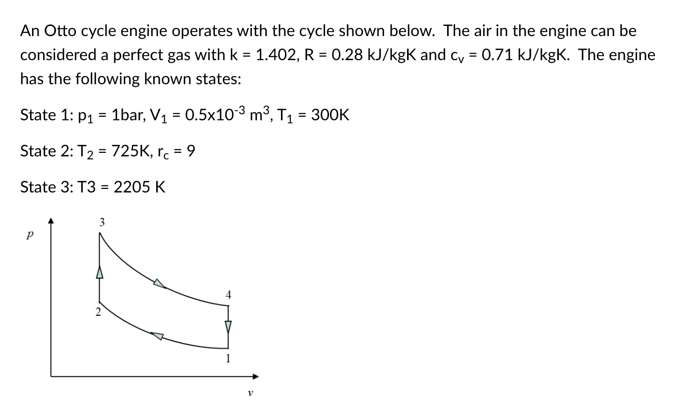 Solved An Otto cycle engine operates with the cycle shown | Chegg.com
