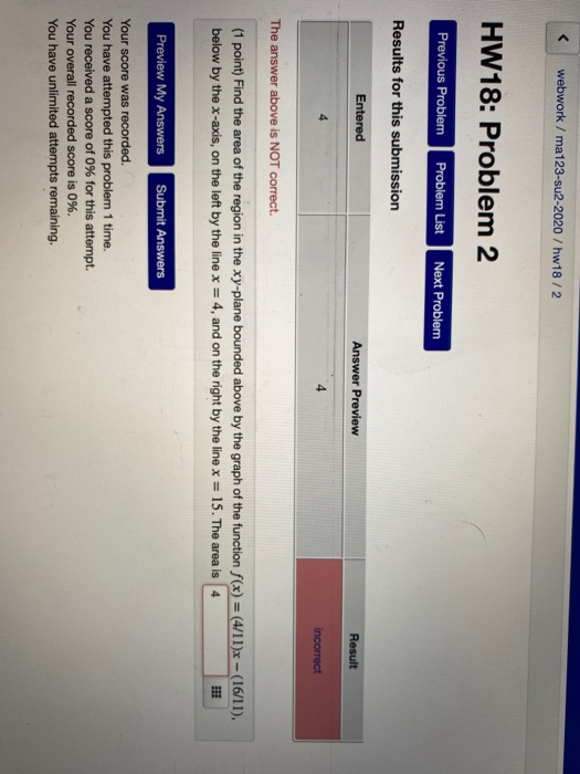 Solved webwork / ma123-su2-2020 / hw18/2 HW18: Problem 2 | Chegg.com