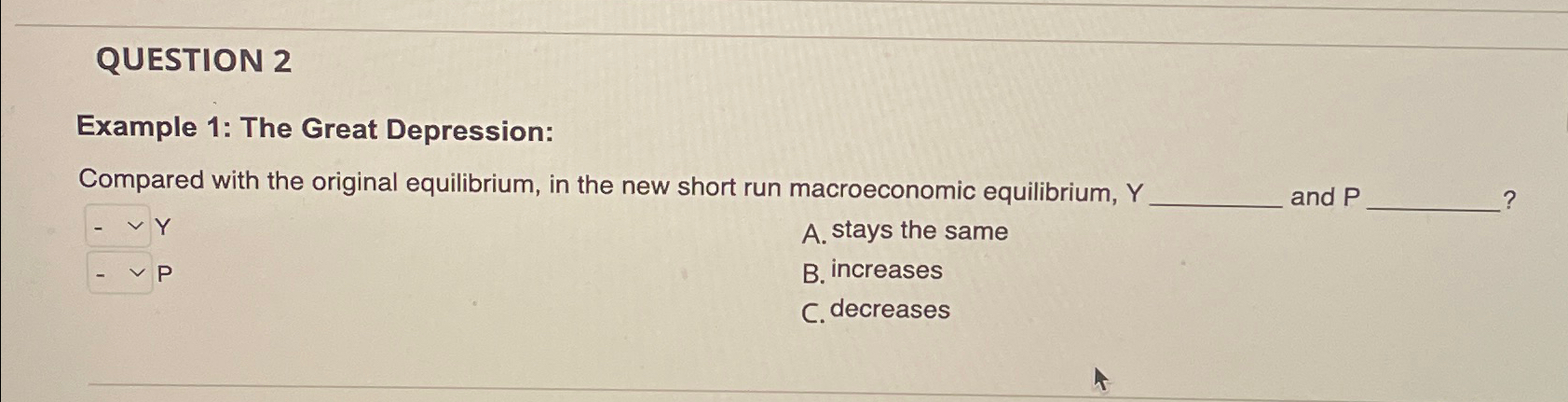 Solved QUESTION 2Example 1: The Great Depression:Compared | Chegg.com