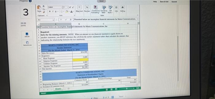 Solved 3 Relationships among Financial Statements using | Chegg.com