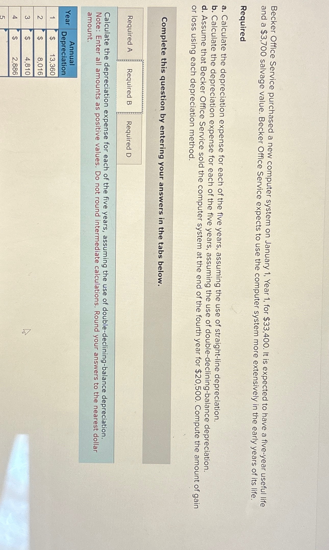 Solved Becker Office Service purchased a new computer system | Chegg.com