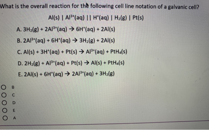 Solved What is the overall reaction for the following cell | Chegg.com