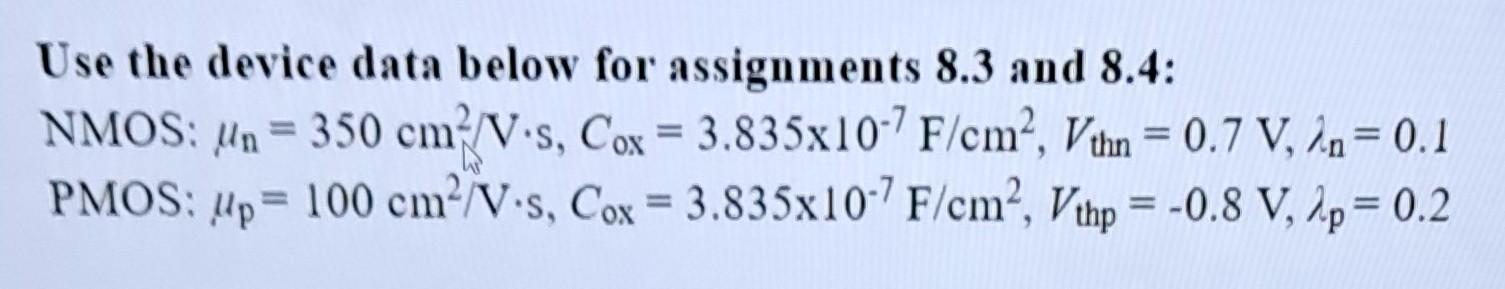 Solved Use the device data below for assignments 8.3 and 8.4 | Chegg.com
