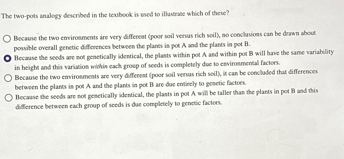 Solved The two-pots analogy described in the textbook is | Chegg.com