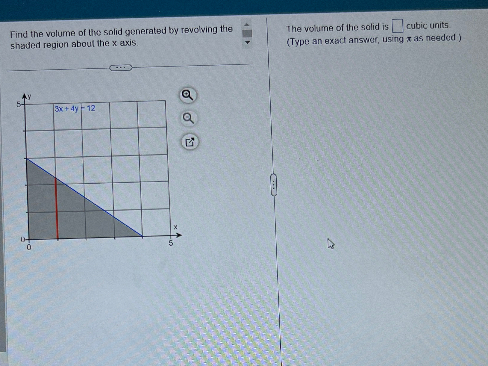 Solved Find the volume of the solid generated by revolving | Chegg.com