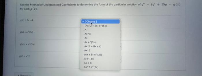 Solved Use the Method of Undetermined Coefficients to | Chegg.com