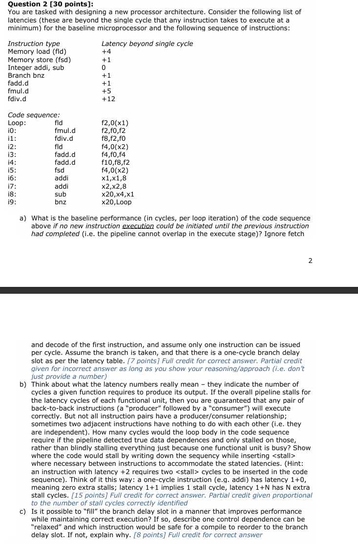 Solved You are tasked with designing a new processor | Chegg.com