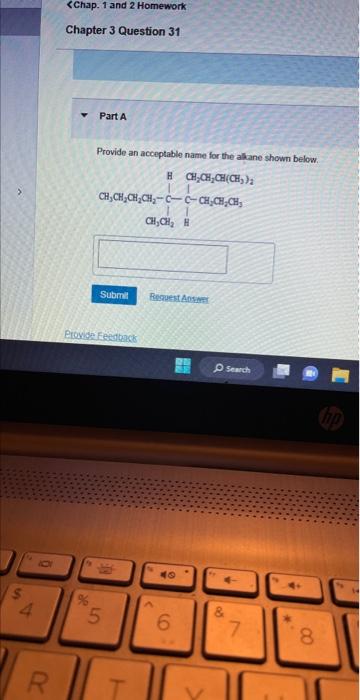 Solved Provide an acceptable name for the alsane shown | Chegg.com
